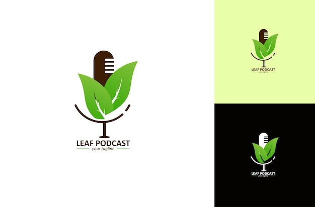 Vibrant Leaf Microphone Logo for Nature-Inspired Podcast | Jiffy Designs