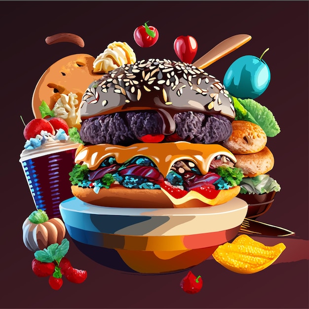 Vibrant and Mouthwatering Gourmet Burger Masterpiece | Jiffy Designs
