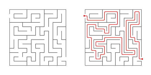 Intricate Geometric Maze Patterns in Black and Red | Jiffy Designs
