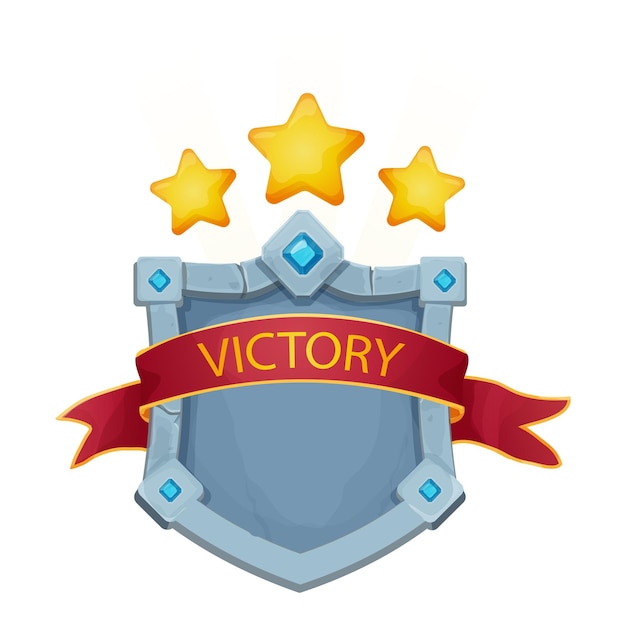 Triumphant Shield with Shining Stars and Victory Banner | Jiffy Designs