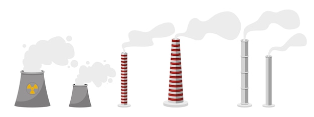 Vibrant Striped Smokestacks Emitting Plumes in Industrial Landscape ...