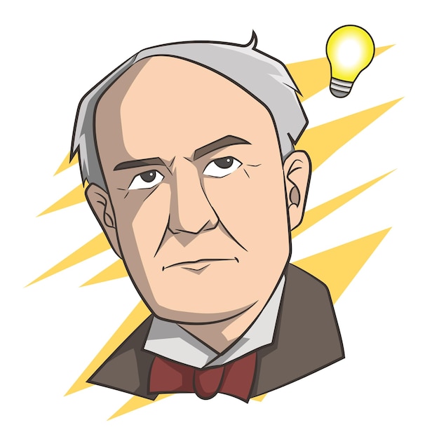 Portrait of Thomas Edison, Inventor with Bright Idea | Jiffy Designs