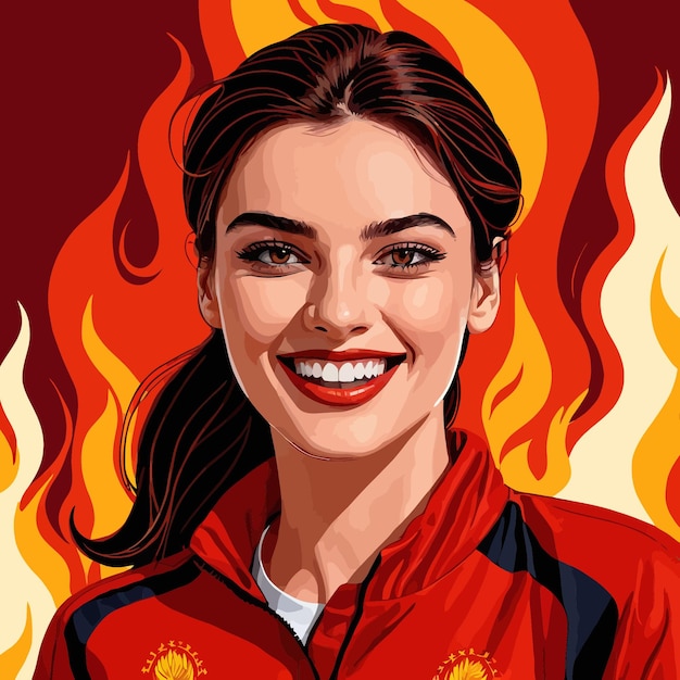 Radiant Smile Amid Fiery Backdrop: A Captivating Illustration | Jiffy ...