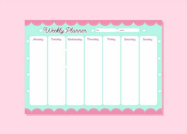 Whimsical Weekly Planner with Pastel Polka Dots and Scallops | Jiffy ...