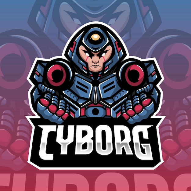 Fierce Cyborg Mascot Emblem with Futuristic Armor and Weaponry | Jiffy ...