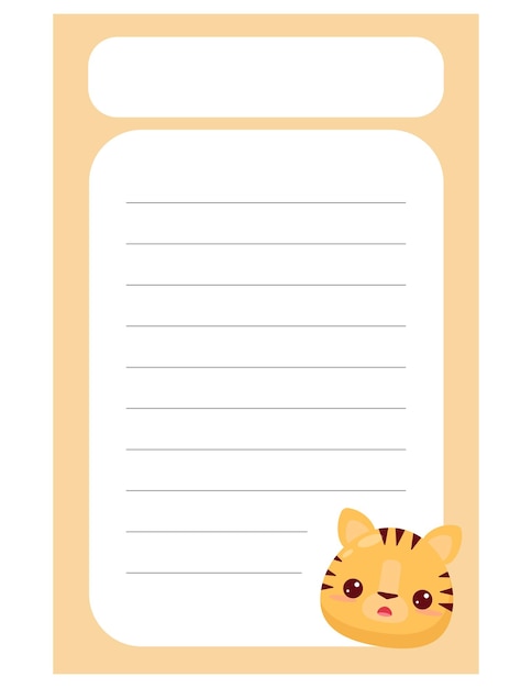 Adorable Tiger Cub Notepad with Lined Paper | Jiffy Designs