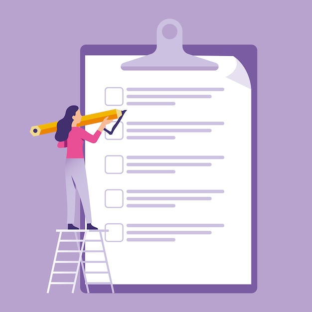Woman Checking Off Tasks on Clipboard Checklist | Jiffy Designs
