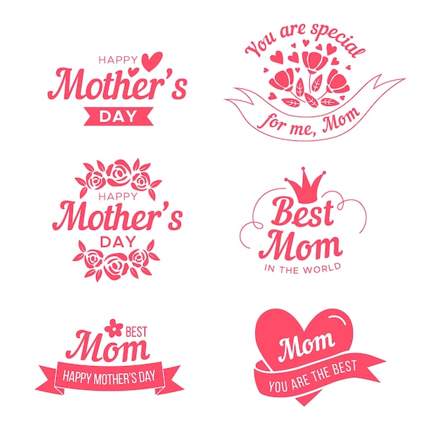 Vibrant Mother's Day Emblem Collection with Floral Elements | Jiffy Designs
