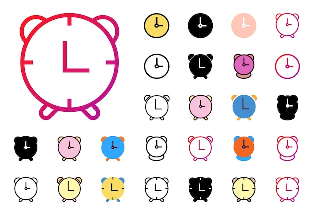 Vibrant Alarm Clock Symbols in Diverse Shapes and Colors | Jiffy Designs