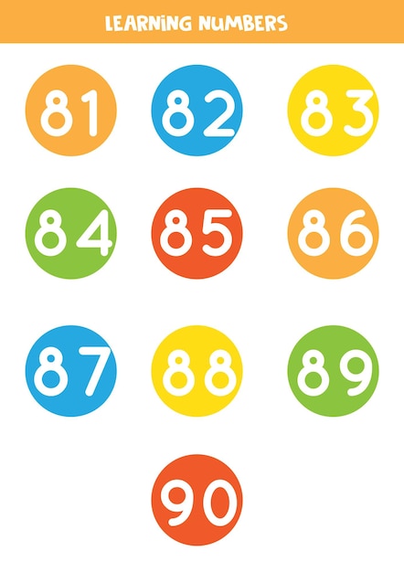 Vibrant Collection of Illustrated Learning Numbers 81 to 90 | Jiffy Designs