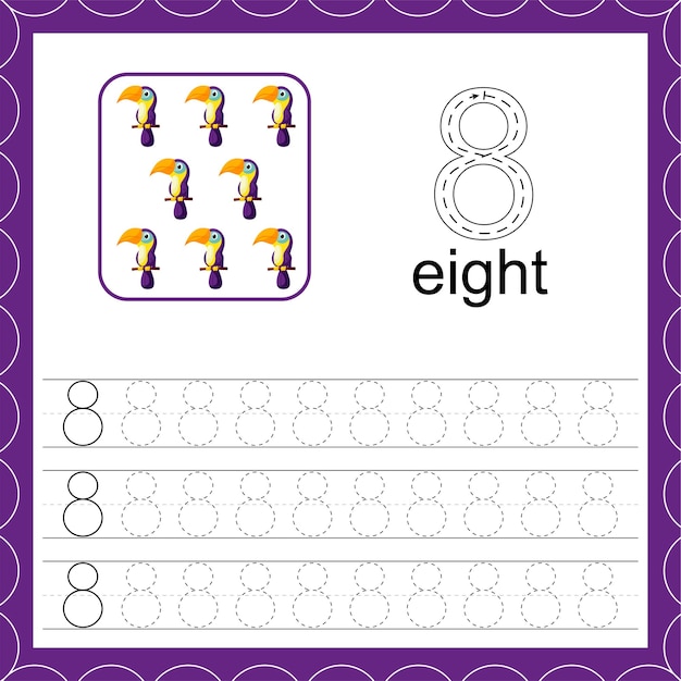 Colorful Toucan Flock Showcases the Number Eight | Jiffy Designs