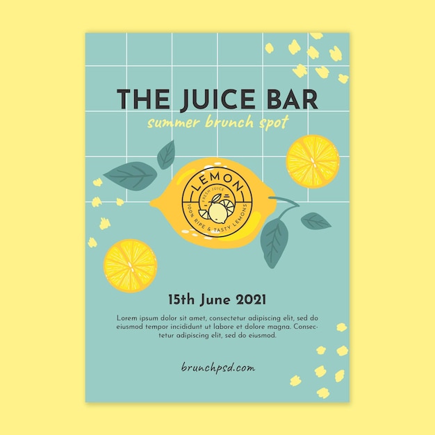 Refreshing Lemon-Themed Juice Bar Poster | Jiffy Designs
