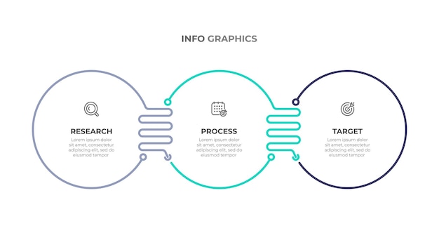 Interconnected Infographic Circles Depicting Research, Process, and ...