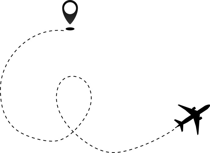 Airplane Line Path Vector Icon Of Air Plane Flight Route Dash Line ...