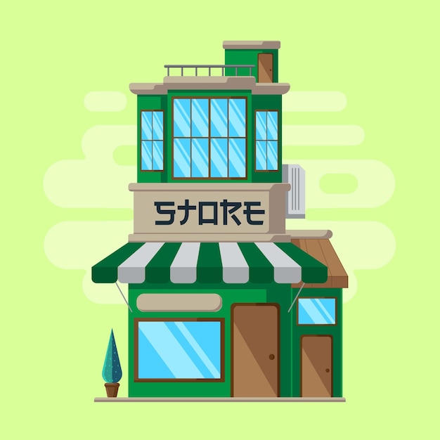 Vibrant Storefront with Striped Awning and Retro Signage | Jiffy Designs