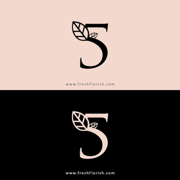 Elegant Floral Number Five Monogram Design | Jiffy Designs