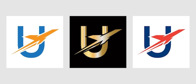 Striking U-Shaped Logo with Dynamic Lightning Bolt Accents | Jiffy Designs