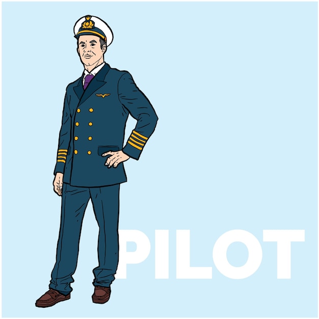 Dashing Pilot in Crisp Uniform Stands Ready for Takeoff | Jiffy Designs