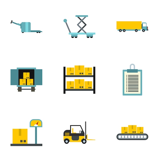 Vibrant Icons of Industrial Machinery and Logistics Equipment | Jiffy ...