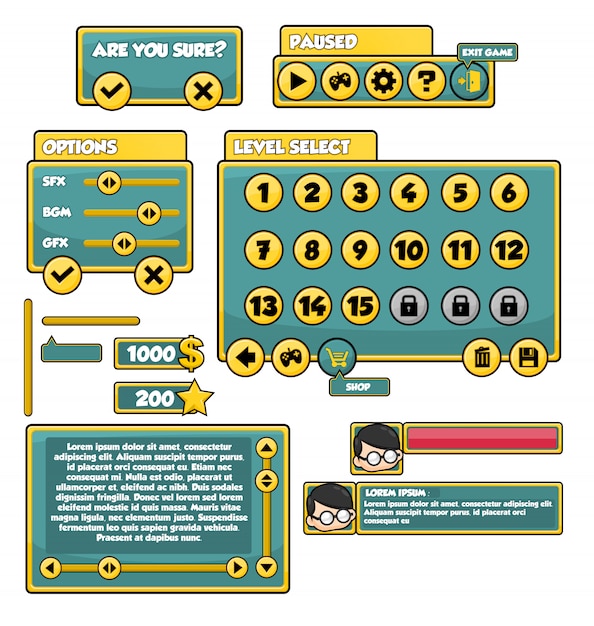Vibrant Video Game User Interface Elements Collection | Jiffy Designs