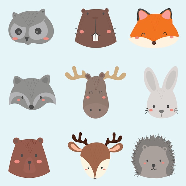 Charming Collection of Nine Cute Forest Animal Faces | Jiffy Designs