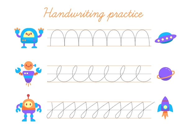 Engaging Handwriting Practice with Playful Robot Illustrations | Jiffy ...