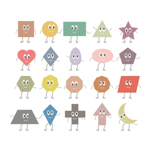 Whimsical Geometric Shapes with Expressive Faces and Personalities ...