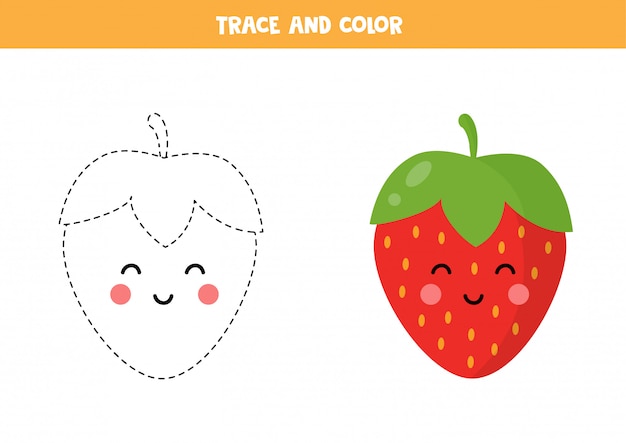 Adorable Strawberry and Smiling Tracing Exercise | Jiffy Designs