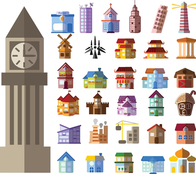 Diverse Collection of Vibrant and Whimsical Building Icons | Jiffy Designs