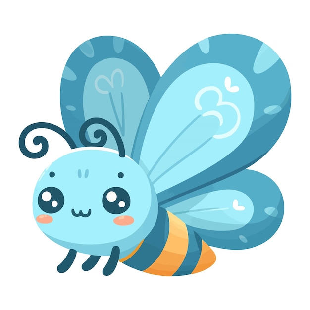 Cheerful Aqua Blue Butterfly with Adorable Expression | Jiffy Designs