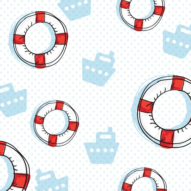 Vibrant Nautical Life Preserver Collection with Sailboat Silhouettes ...