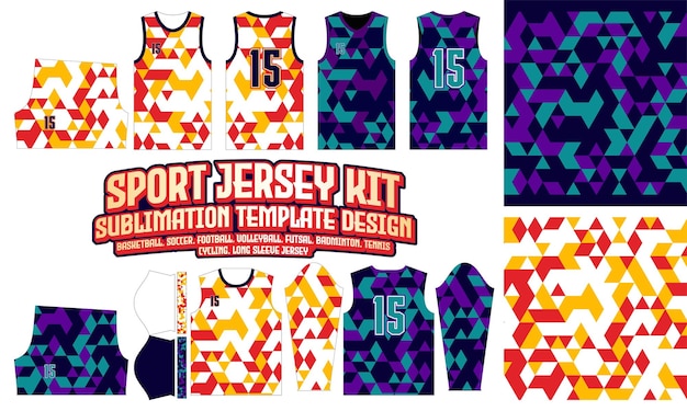 Vibrant Collection of Geometric Sports Jersey Templates | Jiffy Designs
