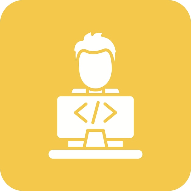 Minimalist Programmer Icon on Yellow Background | Jiffy Designs