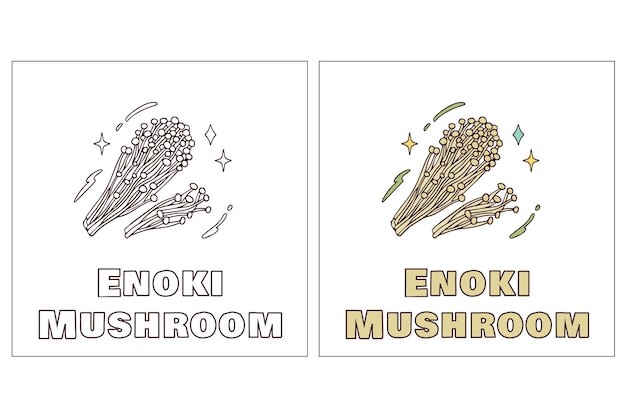 Mystical Enoki Mushroom Collection with Whimsical Illustrations | Jiffy ...