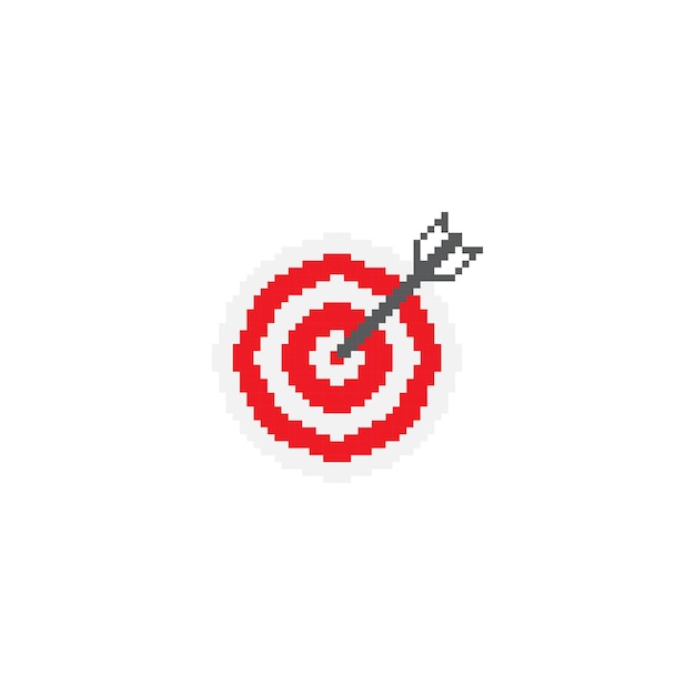 Bullseye Target with Piercing Arrow in Retro Pixel Art | Jiffy Designs
