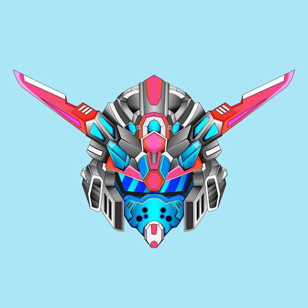 Vibrant Robotic Mech Warrior Emblem in Striking Colors | Jiffy Designs