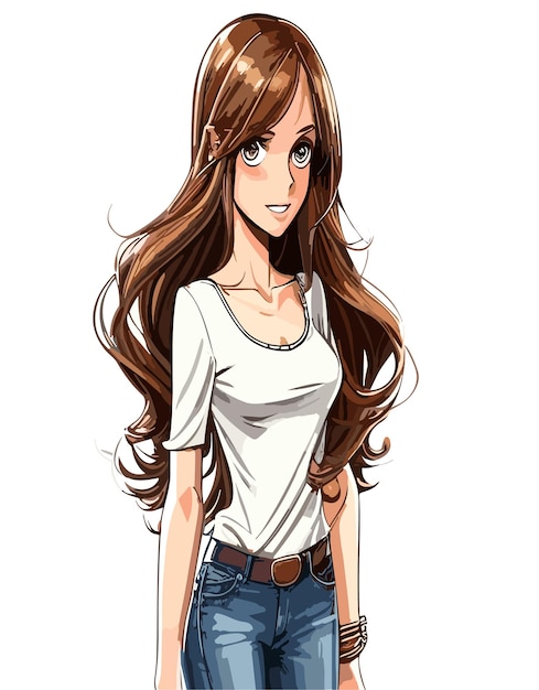 Vibrant Anime-Inspired Illustration of a Captivating Young Woman ...