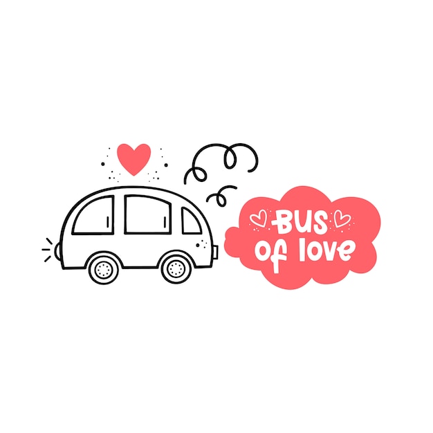 Charming Bus with Heart-Shaped Thoughts of Love | Jiffy Designs