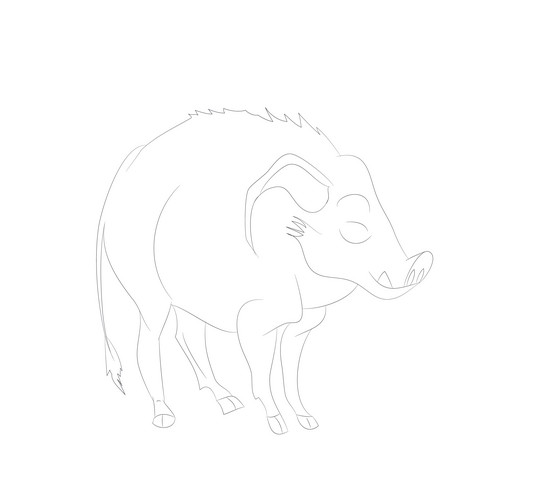 Vector Illustration Of A Boar Who Is Standing, Drawing Lines, Vector ...