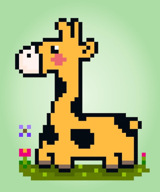 Adorable Pixel Art Giraffe in Lush Meadow | Jiffy Designs
