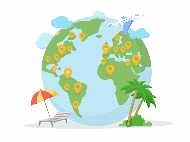 Vibrant Global Map with Travel Destinations and Landmarks | Jiffy Designs