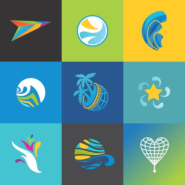 Vibrant Collection of Tropical and Nature-Inspired Symbols and Icons ...