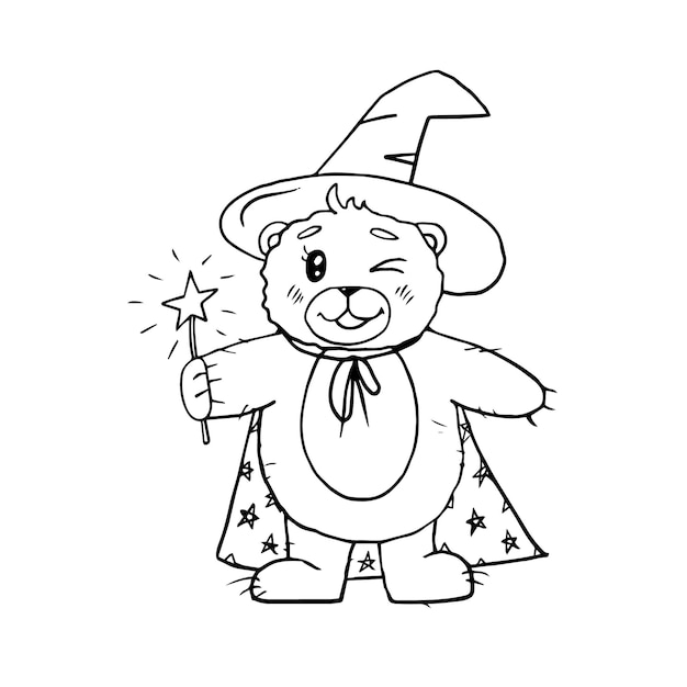 Whimsical Wizard Teddy Bear with Magic Wand and Stars | Jiffy Designs