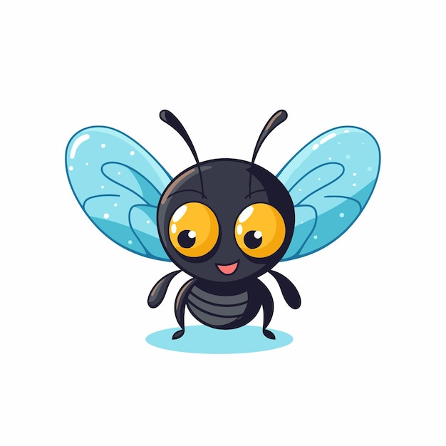 Cheerful Cartoon Bee with Vibrant Blue Wings | Jiffy Designs