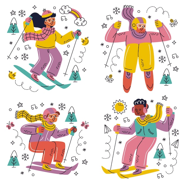 Vibrant Winter Sports Collection with Playful Characters | Jiffy Designs