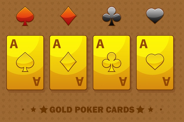Vibrant Gold Poker Cards with Iconic Suit Symbols | Jiffy Designs