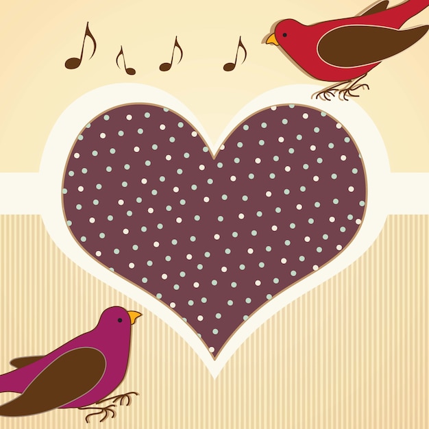 Polka Dot Heart with Singing Birds and Musical Notes | Jiffy Designs