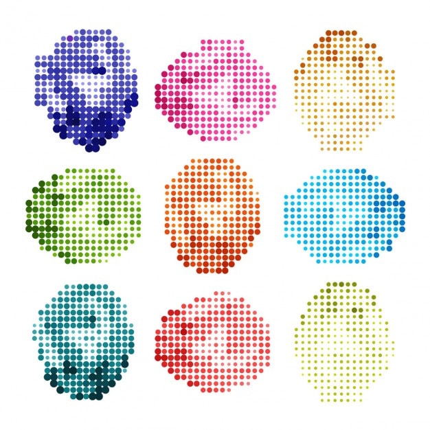 Vibrant Pixelated Skull Collection with Diverse Color Palettes | Jiffy ...
