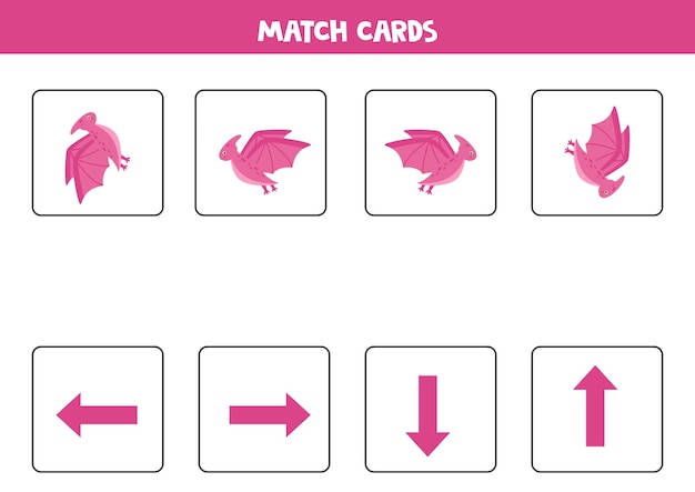 Vibrant Pink Match Cards with Arrows and Animal Shapes | Jiffy Designs