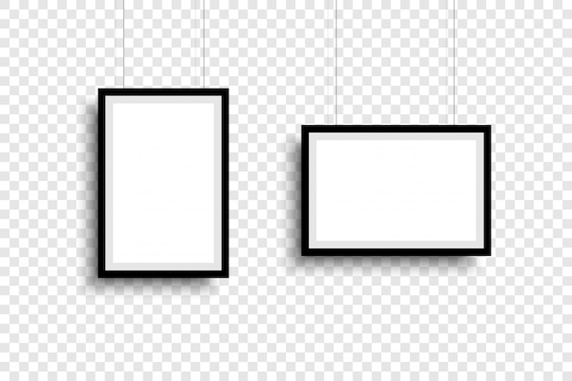 Simple Black Frames Hanging on Transparent Background | Jiffy Designs